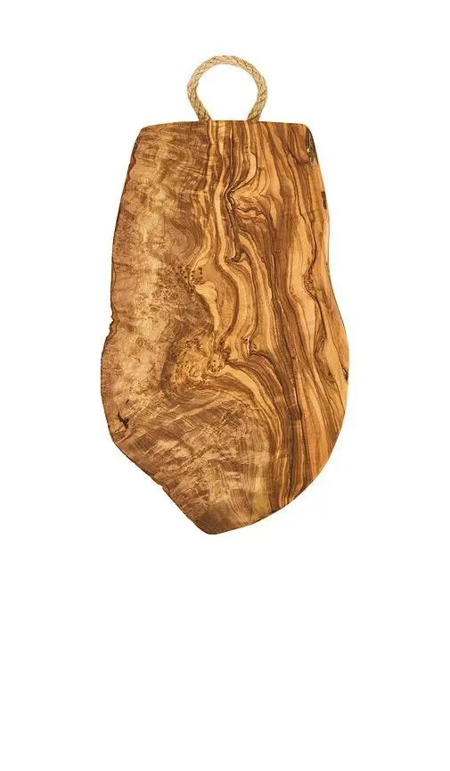 VERVE CULTURE Olivewood Charcuterie Board With Rope Handle - Brown