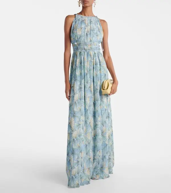 Veronica Beard Yardley Floral Pleated Chiffon Gown - Multicoloured