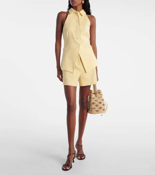 Veronica Beard Brit High-rise Linen-blend Shorts