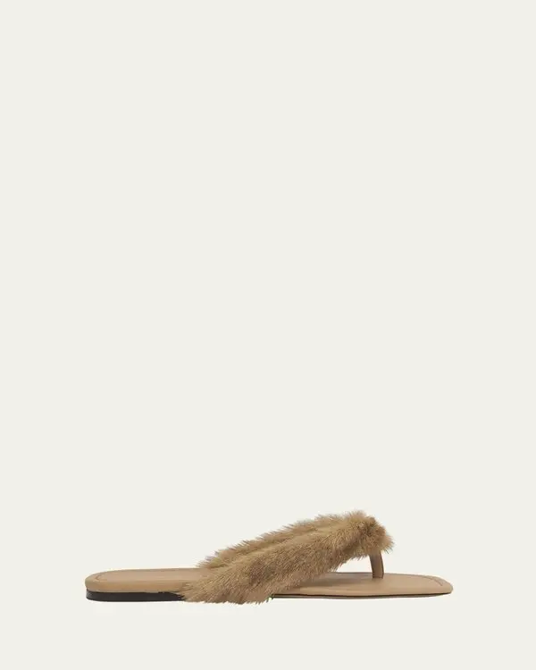 FERRAGAMO Loly Leather Thong Sandals - Melange