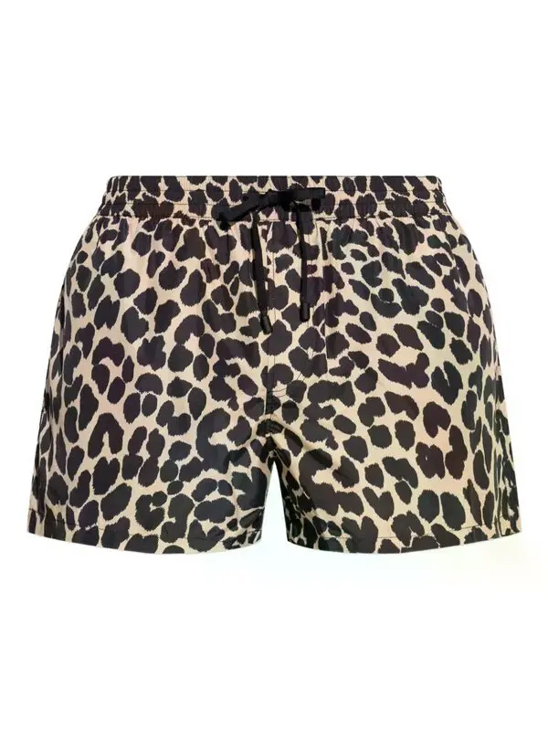 Balmain Leopard-print Drawstring Swim Shorts