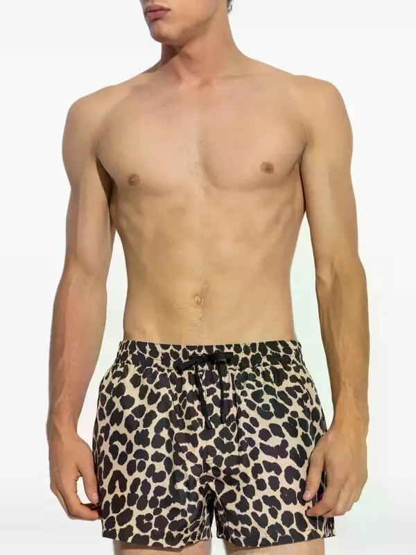 Balmain Leopard-print Drawstring Swim Shorts