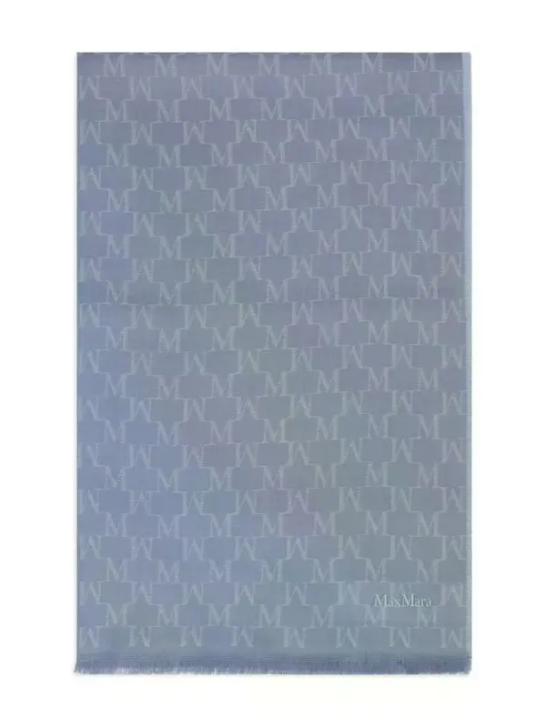 Max Mara Monogram-jacquard Wool Scarf - Blue