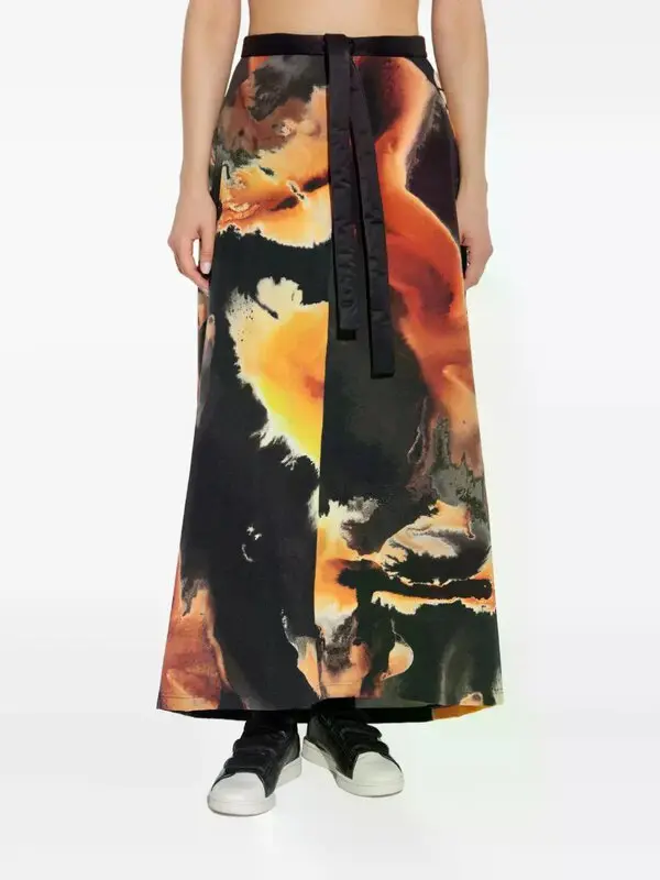 Y3 Abstract Print Long Skirt