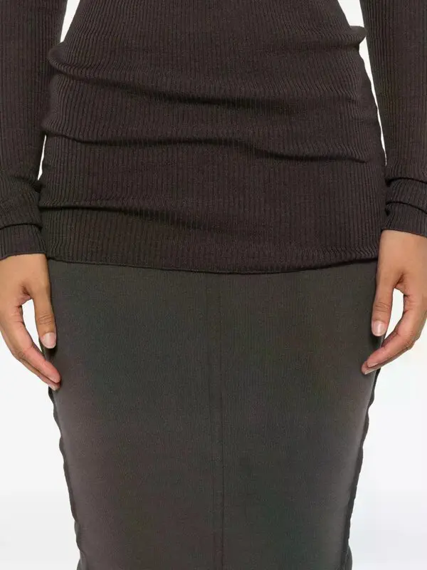 Rick Owens Centre-seam Knit Midi Skirt - Grey