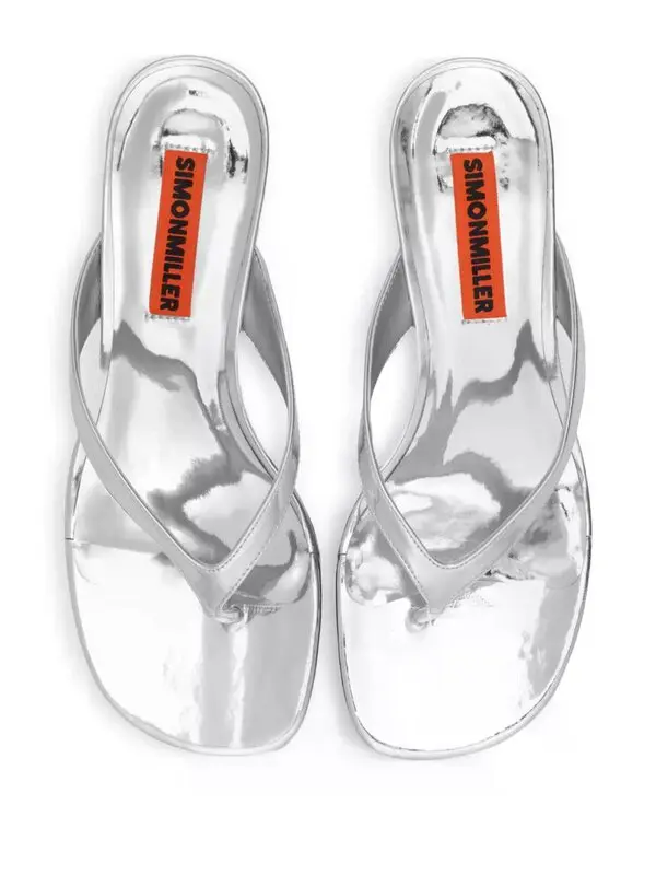 SIMONMILLER Beep Thong Heeled Sandals - Silver