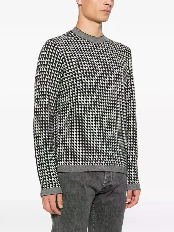 Emporio Armani Geometric-pattern Wool Sweater