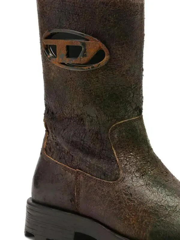 DIESEL® D-hammer Distressed Crackled Suede Biker Boots
