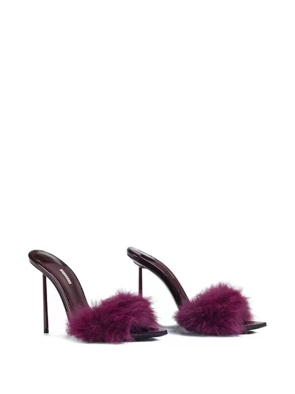 LE SILLA 120mm Bella Feather-embellished Patent-leather Mules