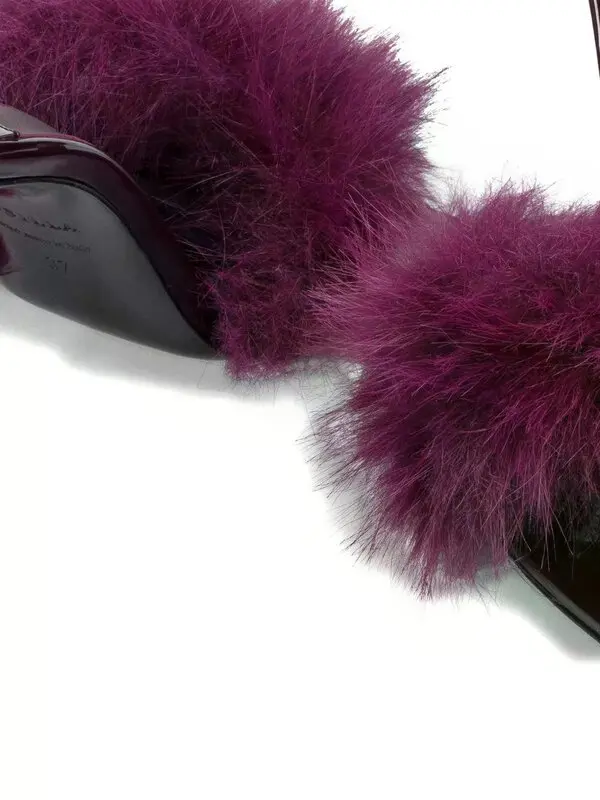 LE SILLA 120mm Bella Feather-embellished Patent-leather Mules