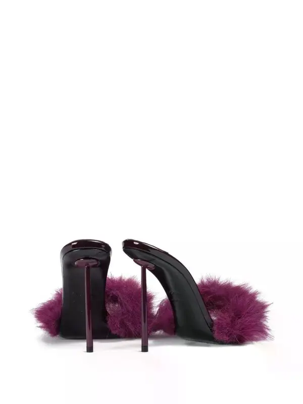 LE SILLA 120mm Bella Feather-embellished Patent-leather Mules