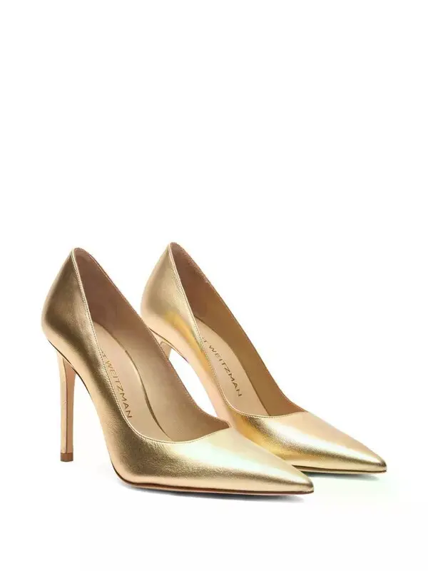 STUART WEITZMAN 100mm Leather Pointed-toe Pumps - Metallic