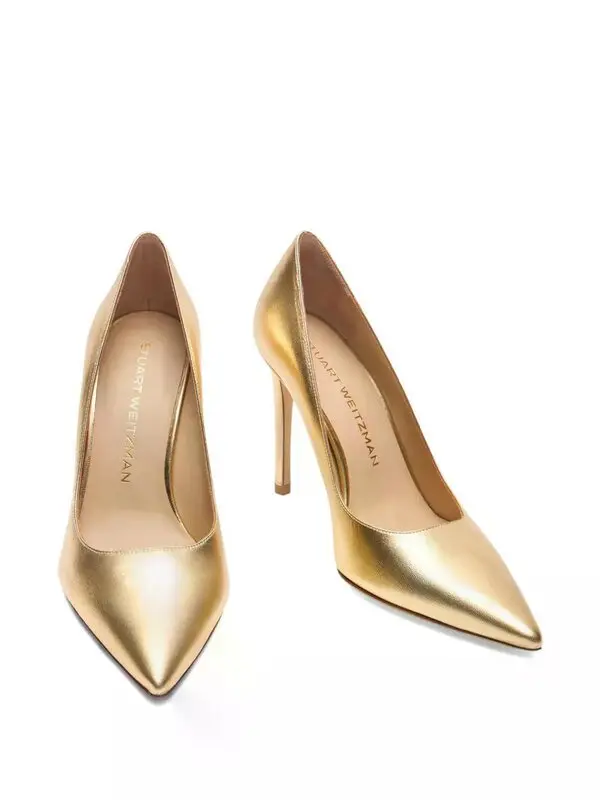 STUART WEITZMAN 100mm Leather Pointed-toe Pumps - Metallic