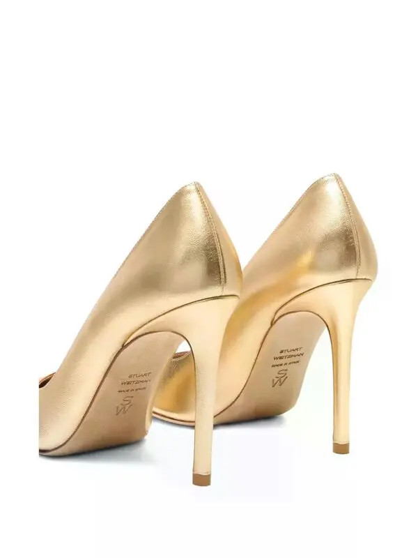 STUART WEITZMAN 100mm Leather Pointed-toe Pumps - Metallic