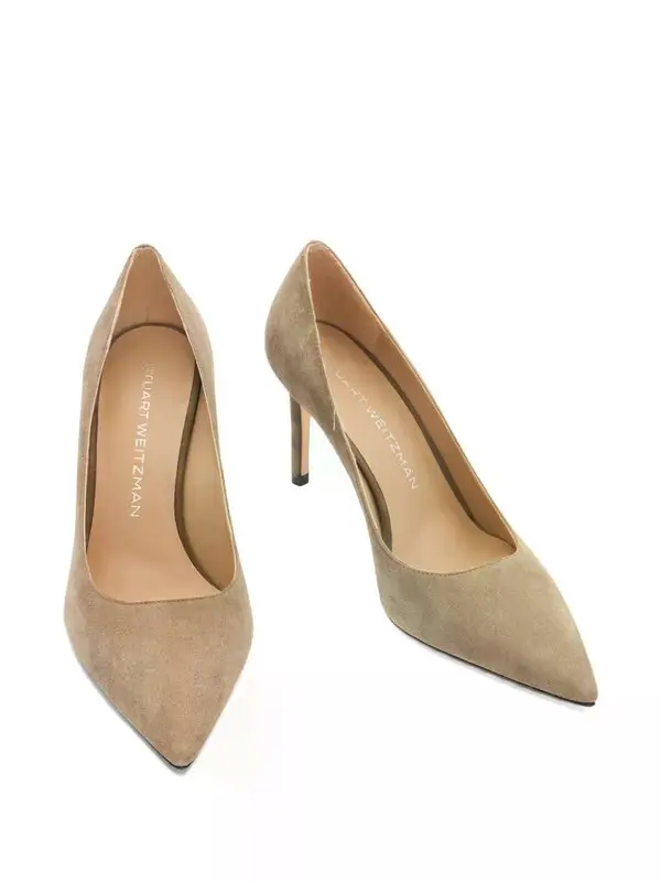 STUART WEITZMAN 85mm Power Suede Pointed-toe Pumps