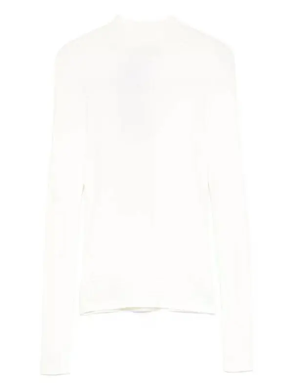 TWINSET Ribbed Mock-neck Top - White