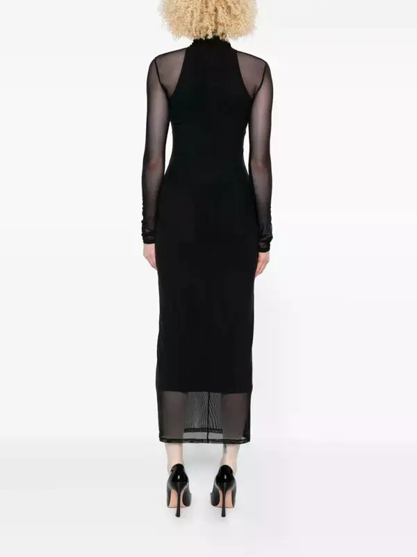 MUGLER High-neck Mesh Maxi Dress