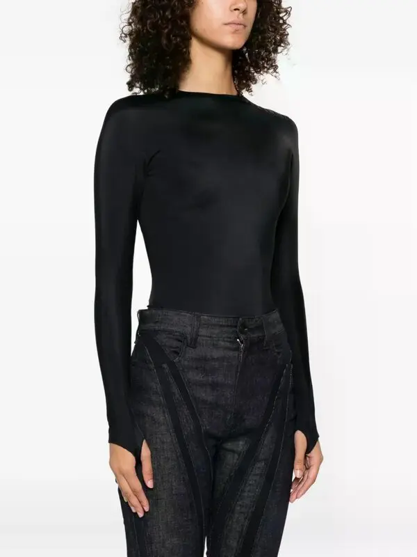 MUGLER Concealed Long-sleeve Bodysuit - Black