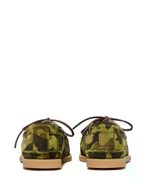 SCAROSSO Camouflage Suede Boat Shoes - Brown
