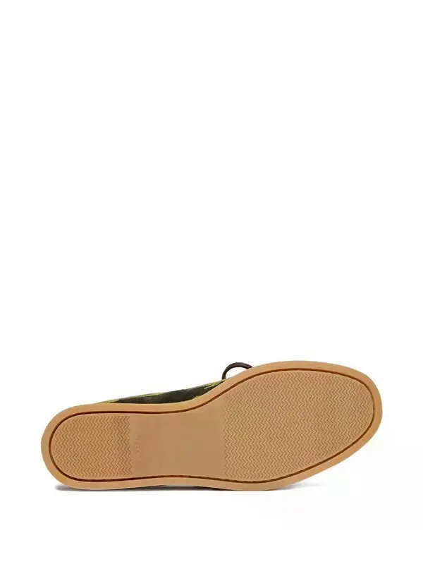 SCAROSSO Camouflage Suede Boat Shoes - Brown