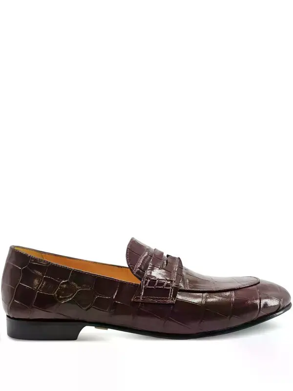 MADISON MAISON Crocodile-embossed Leather Loafers - Red