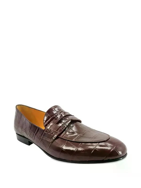 MADISON MAISON Crocodile-embossed Leather Loafers - Red