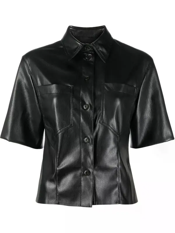 Nanushka Faux Leather Short Sleeve Shirt