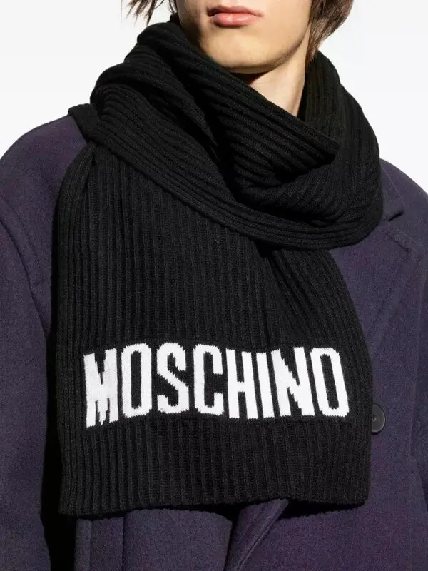 Moschino Ribbed Logo Scarf