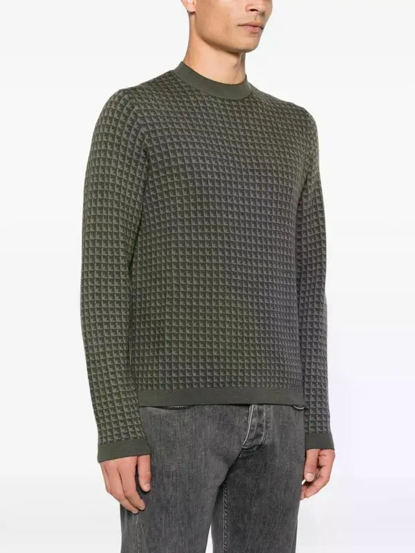 Emporio Armani Geometric-pattern Virgin-wool Sweater