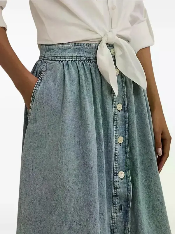 Ralph Lauren Button-front Gathered Midi Skirt