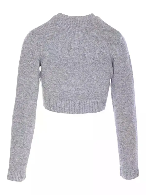SELF-PORTRAIT Jeweled-button Wool Cardigan - Grey