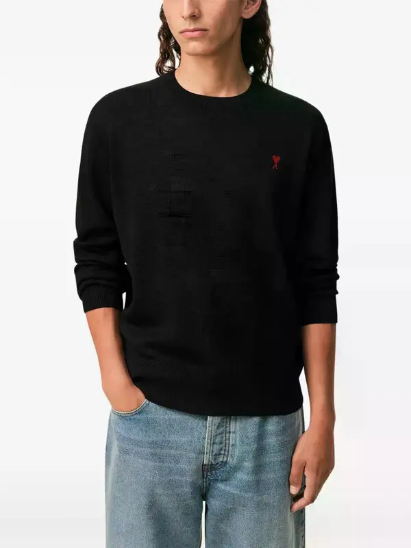 AMI Paris De Coeur Crewneck Sweater - Black