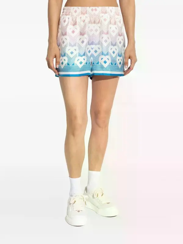 Casablanca Monogram-print Silk Shorts - Blue