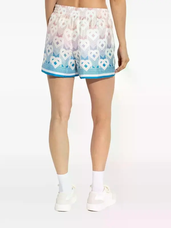 Casablanca Monogram-print Silk Shorts - Blue