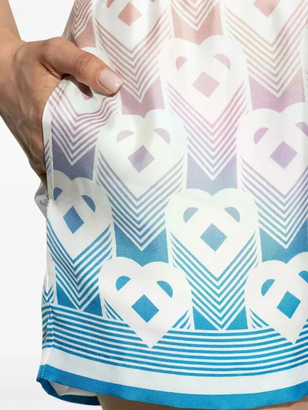 Casablanca Monogram-print Silk Shorts - Blue