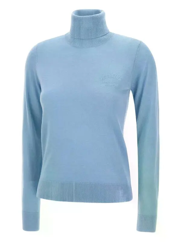 Iceberg Logo-embroidered Turtleneck Sweater - Blue