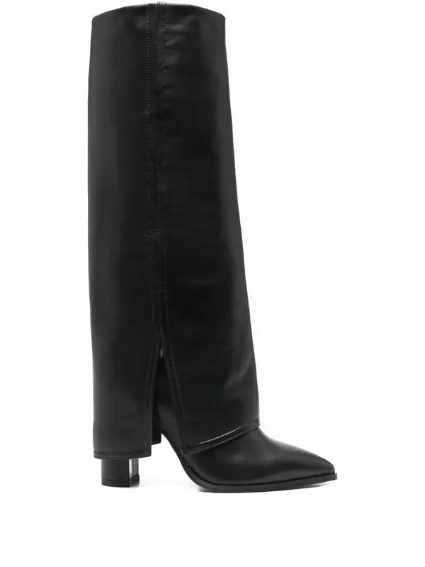 GISEL MOIRE 90mm Fold-over Leather Boots