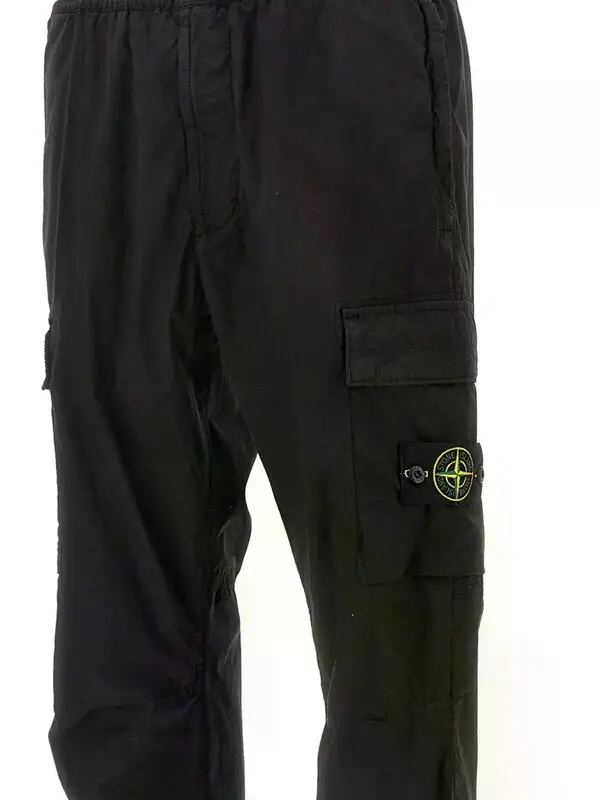 Stone Island Elasticated-waist Cargo Trousers - Black
