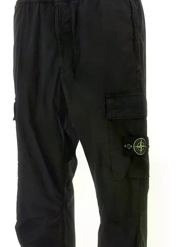 Stone Island Elasticated-waist Cargo Trousers - Black