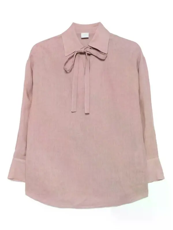 Eleventy Tie-neck Linen Blouse