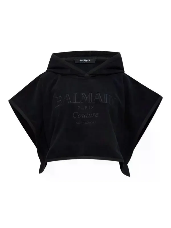 Balmain Hooded Cotton Poncho