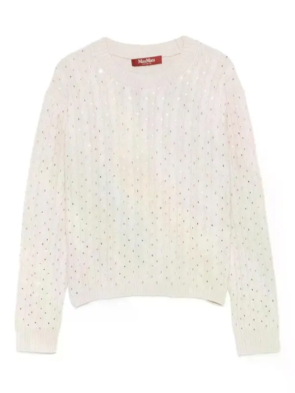 Max Mara Embellished Cable-knit Sweater