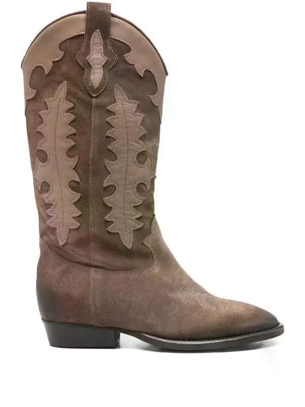 GISEL MOIRE 20mm Leaf-detail Suede Boots