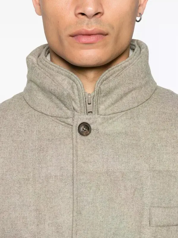 FAY Quilted Buttoned Jacket - Neutrals