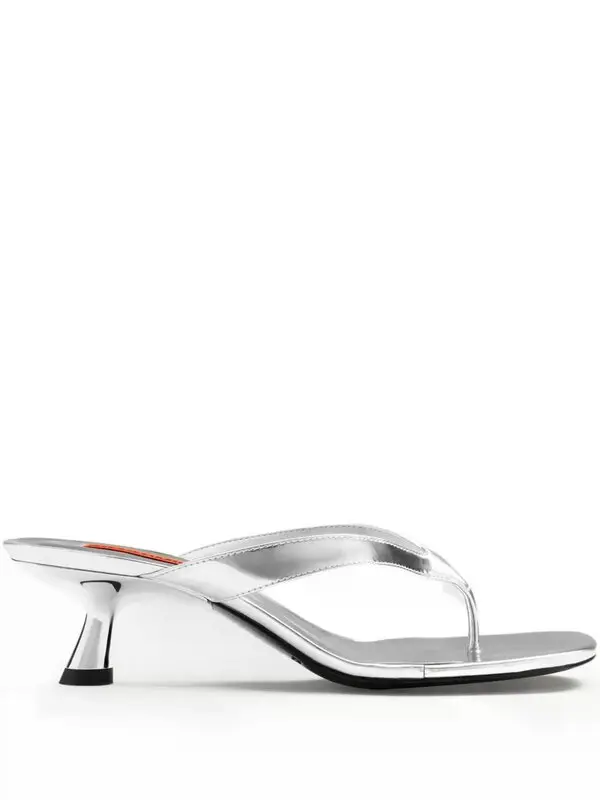SIMONMILLER 57mm Beep Thong Heeled Sandals - Silver