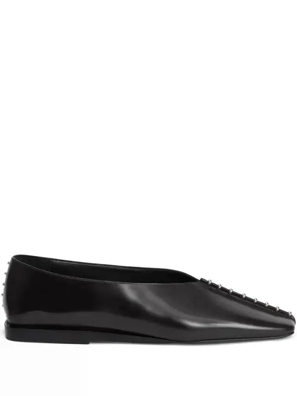 JIL SANDER Studded Pointed-toe Flats - Black