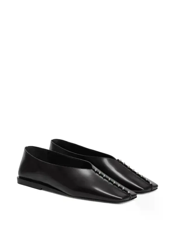 JIL SANDER Studded Pointed-toe Flats - Black