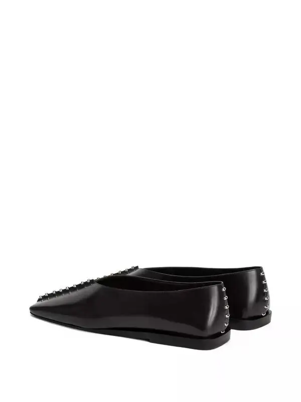 JIL SANDER Studded Pointed-toe Flats - Black