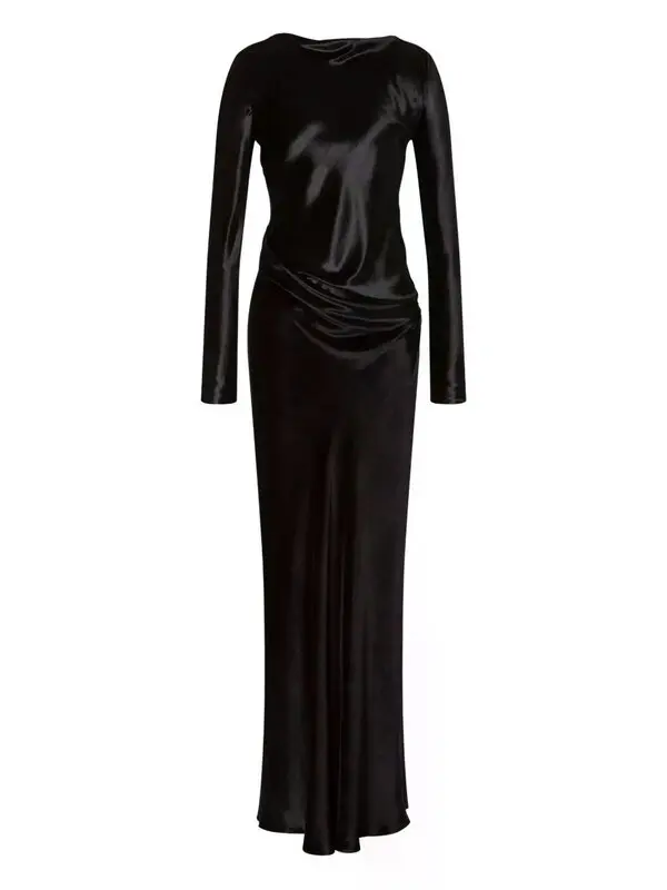 Alberta Ferretti Satin Long Dress - Black