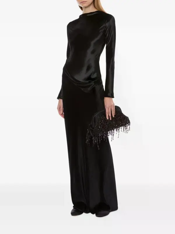 Alberta Ferretti Satin Long Dress - Black